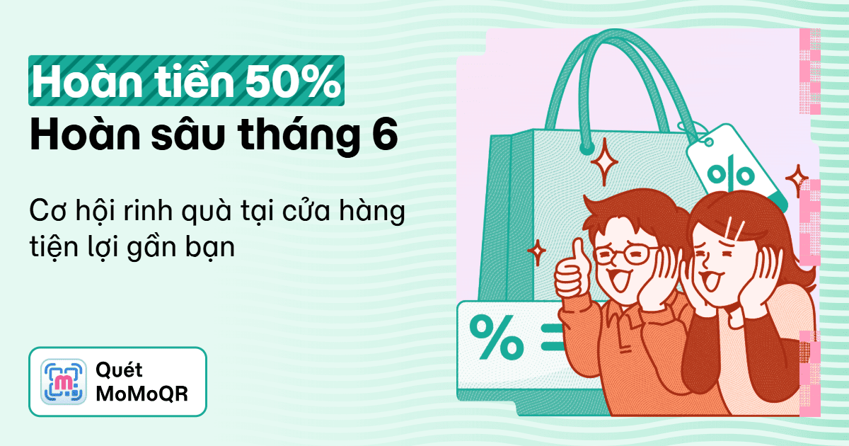 Hoàn tiền 50% tới 30.000đ khi thanh toán bằng MoMo tại cửa hàng tiện lợi.