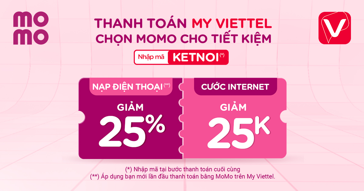 Giảm đến 40.000Đ khi thanh toán bằng MoMo trên ứng dụng My Viettel