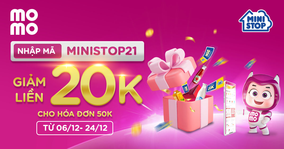 Giảm ngay 20.000đ cho tất cả người dùng MoMo tại Ministop
