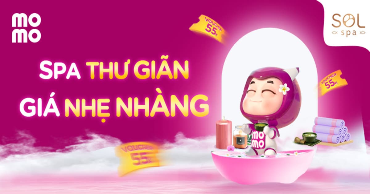 Thư giãn tại Sỏi Spa, MoMo giảm 55.000đ