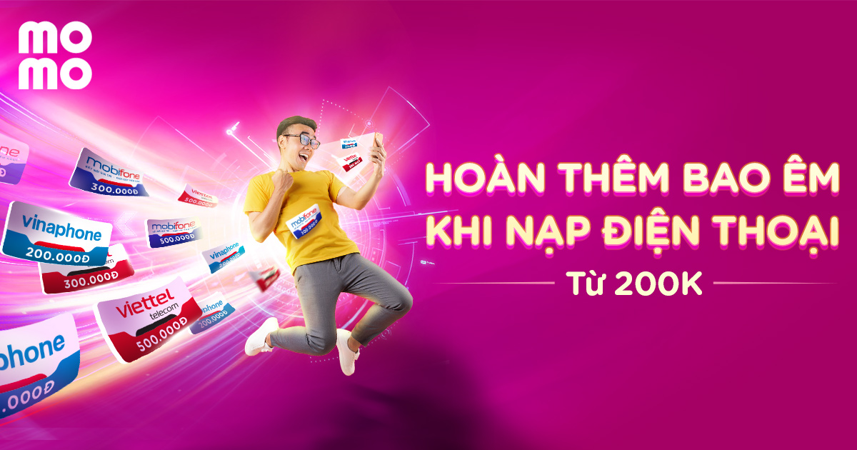 MỚI: MoMo tăng chiết khấu khi nạp dế với mệnh giá từ 200.000đ!
