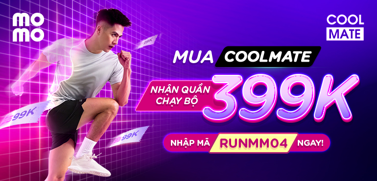 Chốt đơn Coolmate qua MoMo, nhập mã “RUNMM4” và nhận ngay quần chạy bộ 399.000Đ!