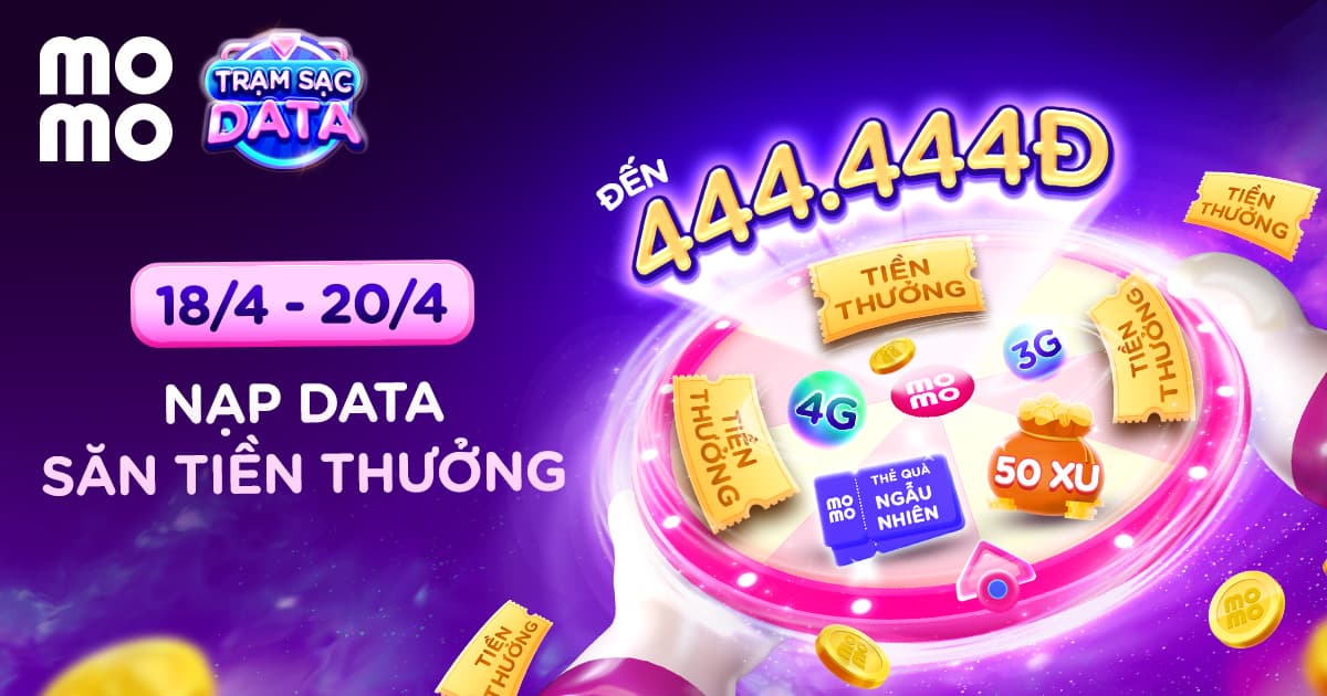 Loa Loa từ 18/4 - 20/4: Nạp Data ngay, chớp tiền thưởng ngất ngưởng đến 444.444Đ từ Trạm Sạc Data!