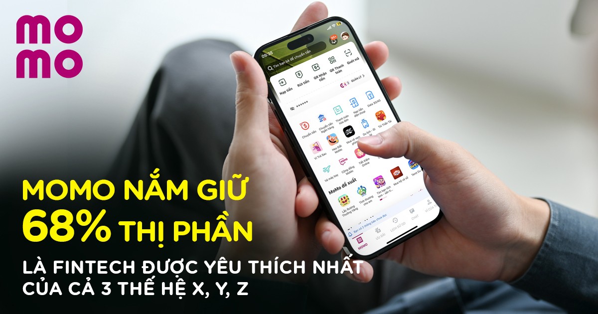 MoMo nắm giữ 68% thị phần và là Fintech được yêu thích nhất của cả 3 thế hệ X, Y, Z
