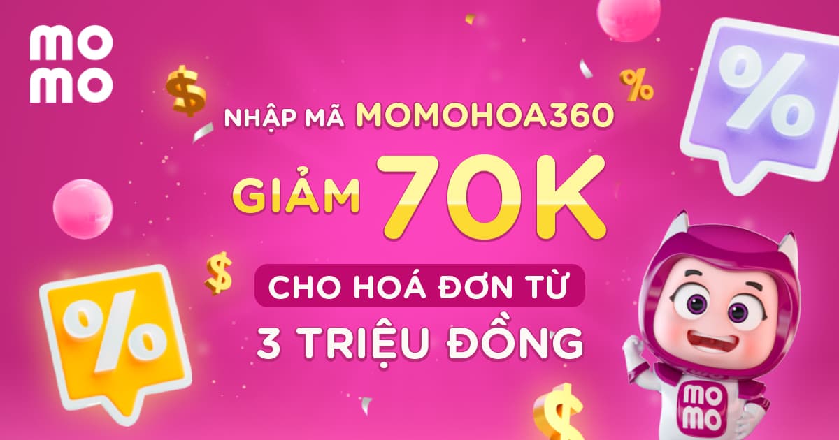 Nhập mã MOMOHOA360 giảm 70.000Đ khi thanh toán tại Hoa Tươi 360 bằng MoMo