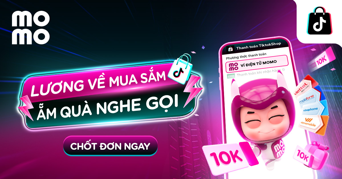 Thanh toán TikTok Shop - Ẵm quà nạp điện thoại với MoMo