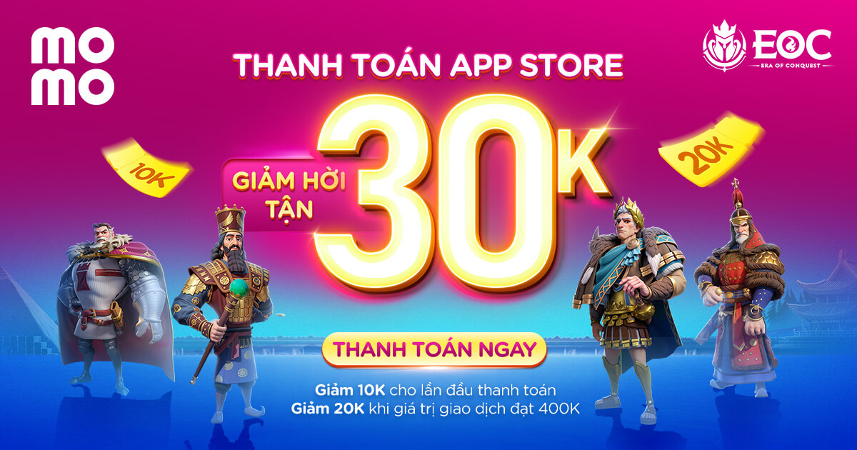Thanh toán App Store với MoMo ngay để nhận quà lên tới 30K