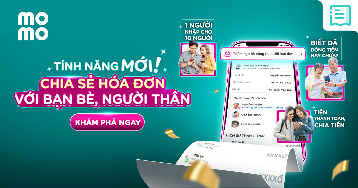 TÍNH NĂNG MỚI: 1 bước nhanh gọn, chia sẻ hóa đơn Điện, Nước đến 10 ...