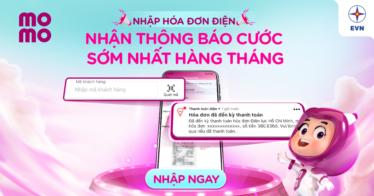 Nhập hóa đơn Điện trên MoMo để nhận thông báo cước sớm hằng tháng