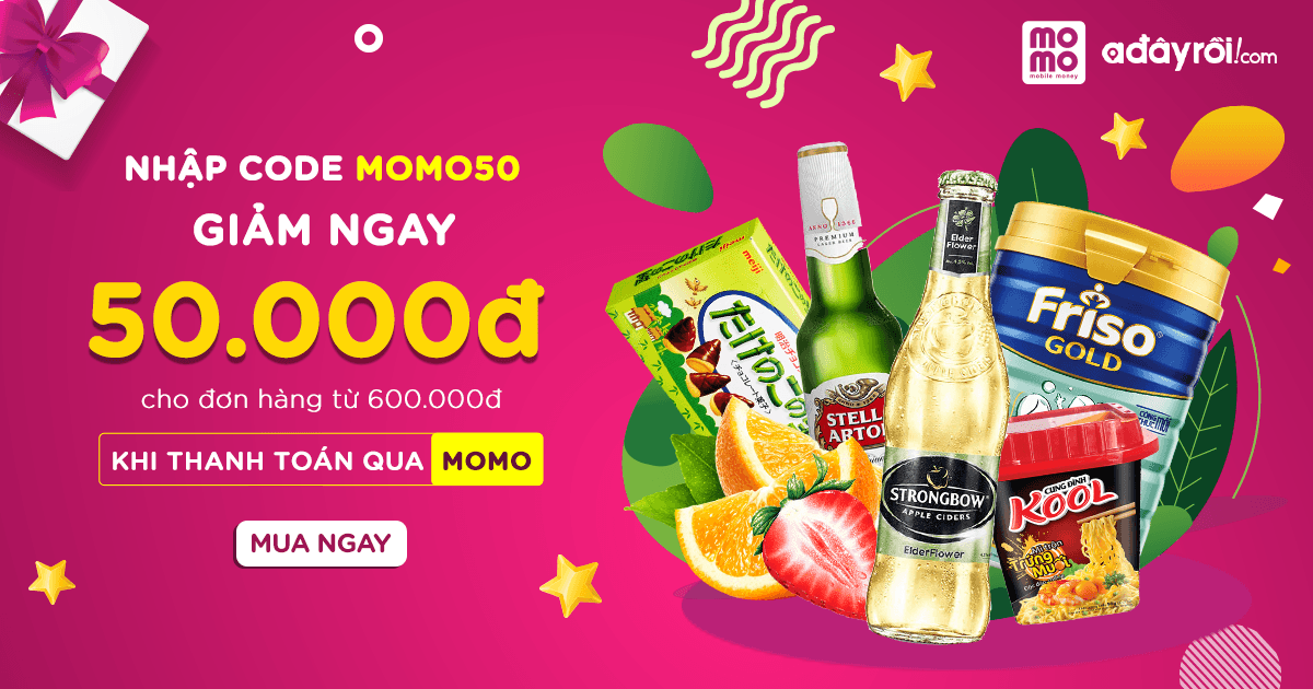 Giảm ngay 50.000 đồng khi thanh toán hóa đơn ADAYROI qua MoMo